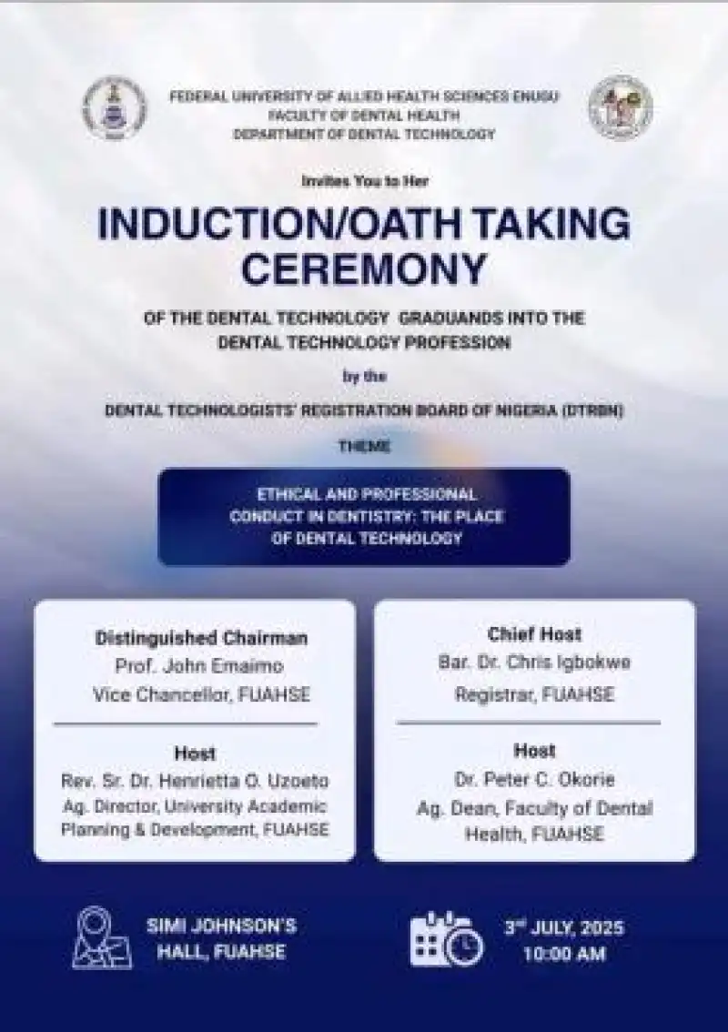 FUHASE Induction/Oath-Taking Ceremony for Graduating Dental Tech ...